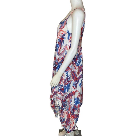 Japna | Dresses | Goa Beachwear By Japna Bluered Floral Print Beach ...